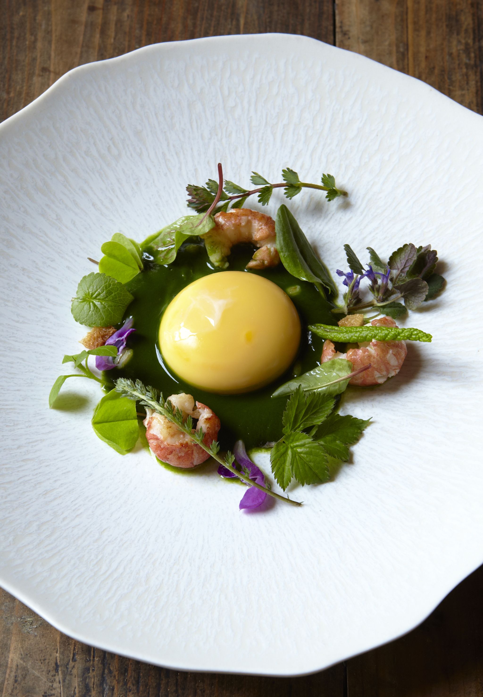 Jaune d’oeuf, écrevisse, herbes - Jean Sulpice